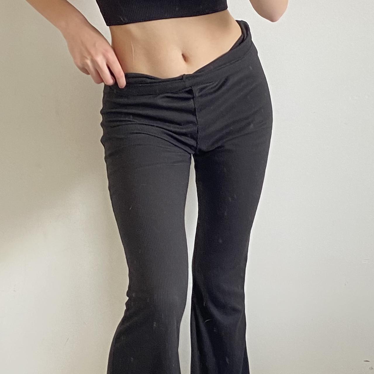 Black flares Ribbed back flares. Super comfortable... - Depop