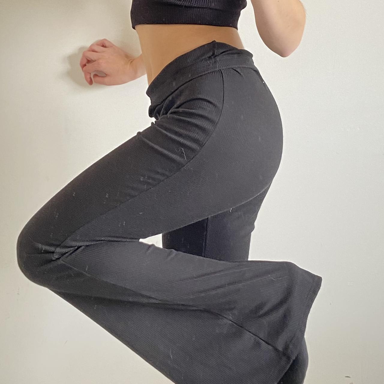 Black flares Ribbed back flares. Super comfortable... - Depop