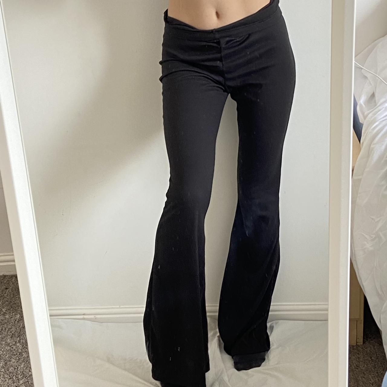 Black flares Ribbed back flares. Super comfortable... - Depop