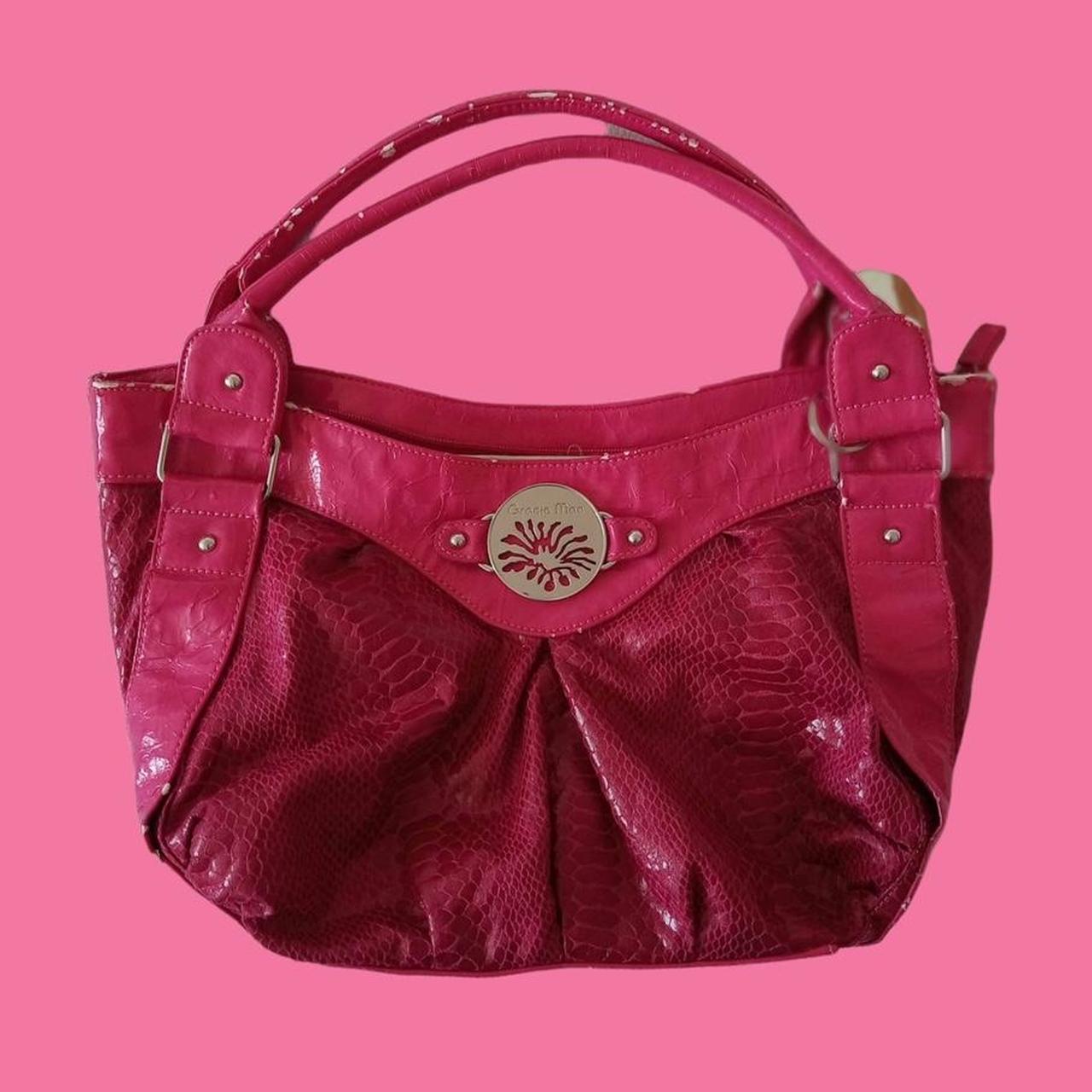 Y2K bright pink faux leather shoulder bag. Amazing... - Depop Y2K bright pink faux leather shoulder bag. Amazing... - Depop