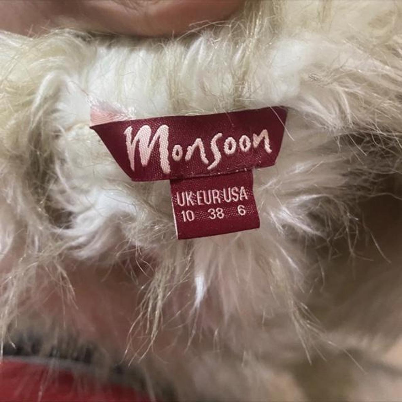 monsoon faux fur jacket size 10 cosy and warm,... - Depop