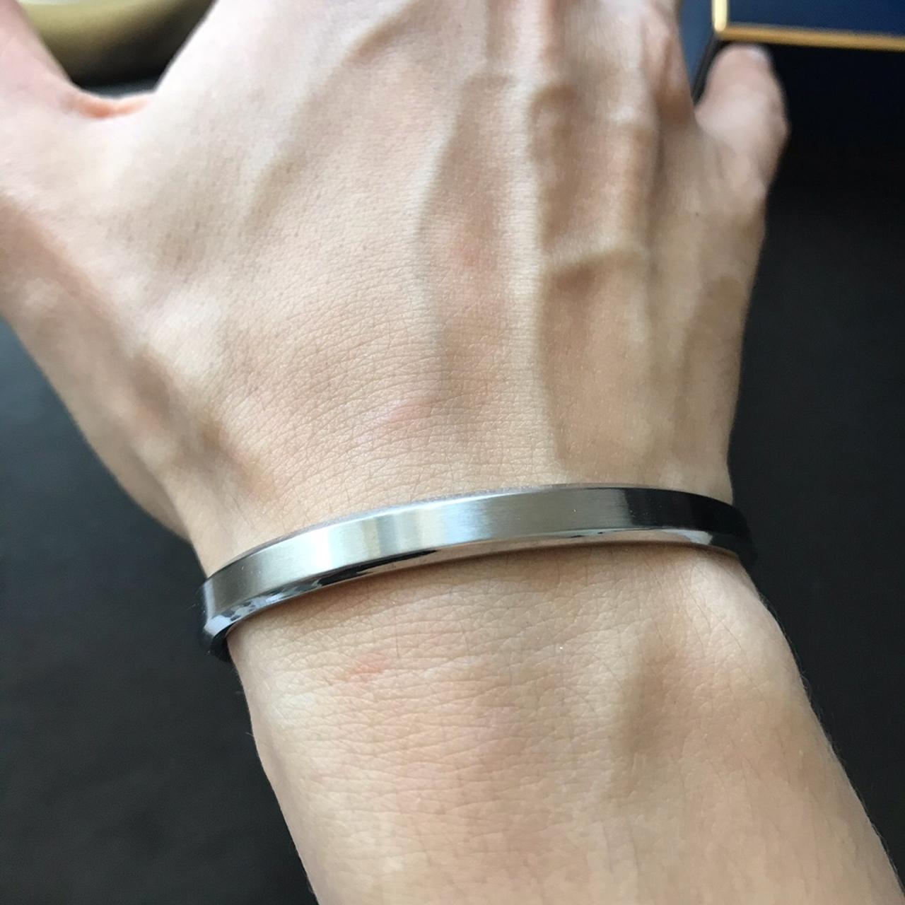 Minimalist Cuff Bangle for Men - Stainless Steel -... - Depop