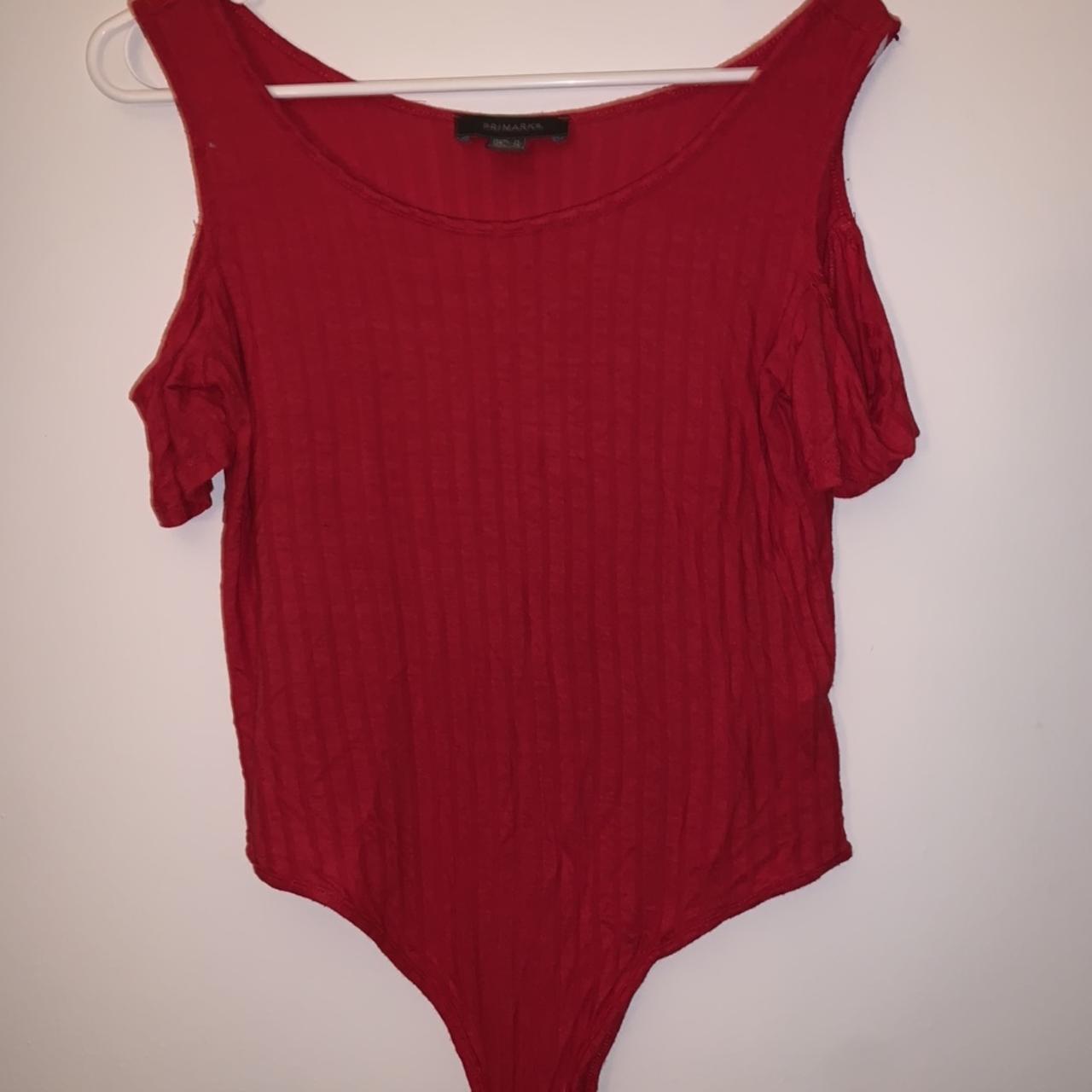 Atmosphere from Primark red, cold shoulder body... - Depop