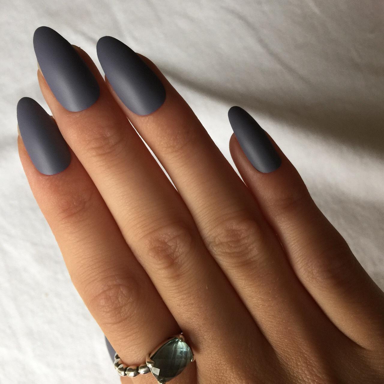 Almond grey matte nails. Glue is sold separately. Depop