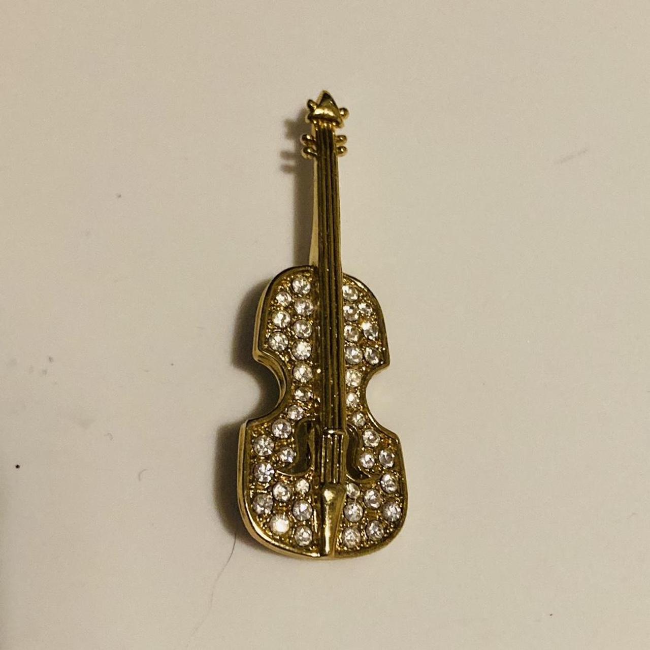 ⚫️ Lovely Gold Cello brooch with diamanté detail 🟡... - Depop