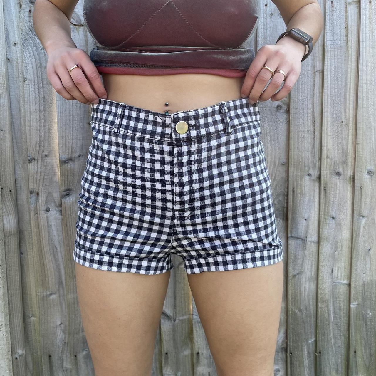High-Waist Checked shorts Super cute black & white... - Depop