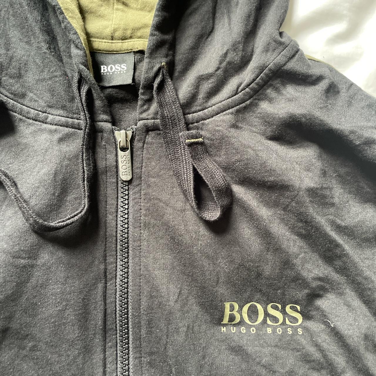 Hugo Boss zip up hoodie Black and green with the... - Depop