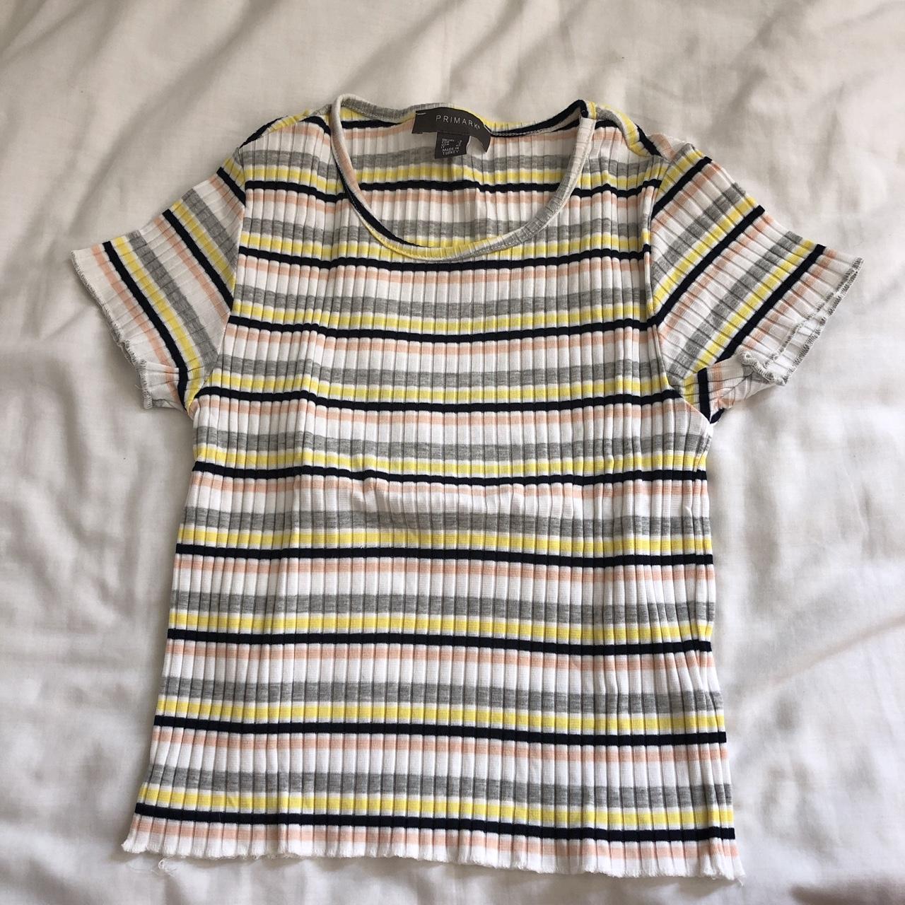 Striped cropped ribbed T-shirt from Primark UK 8 but... - Depop