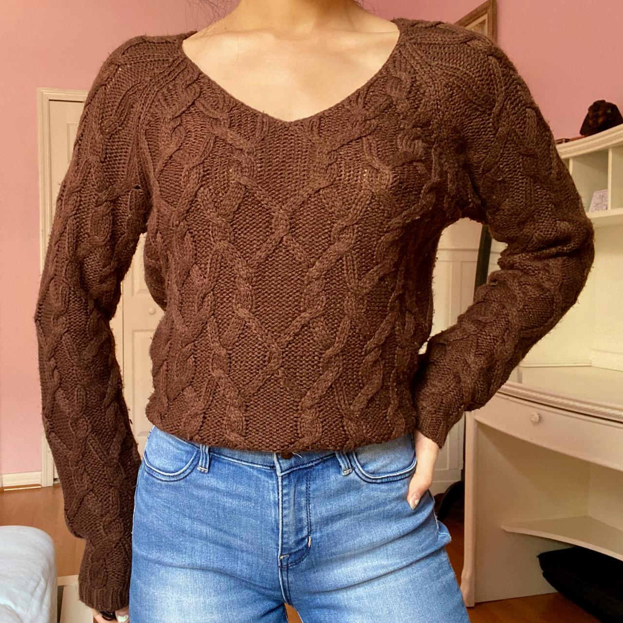 🥮Vintage brown sweater🥮 Versatile brown knit... - Depop