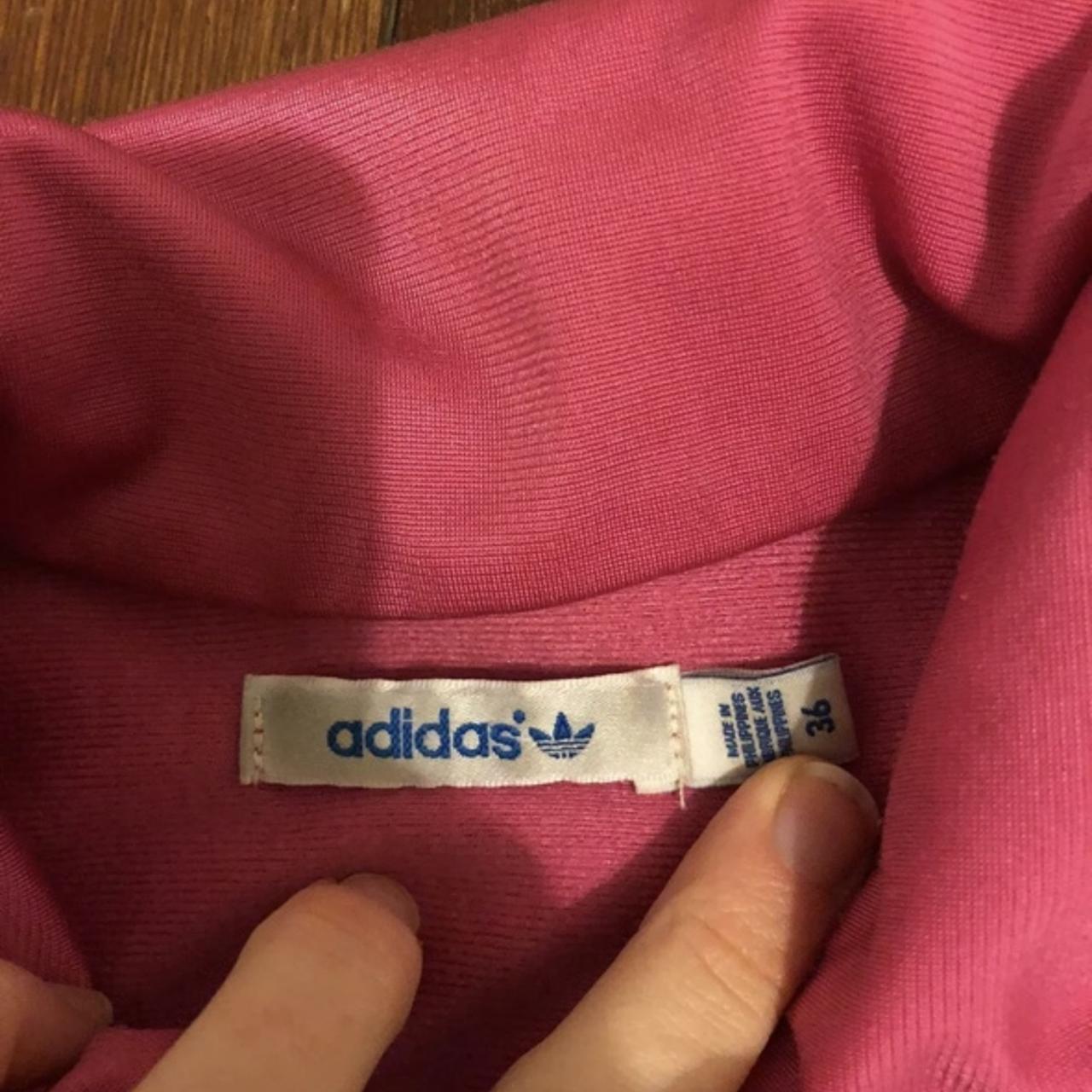 Bright pink Adidas zip up tracksuit style jacket. It... - Depop