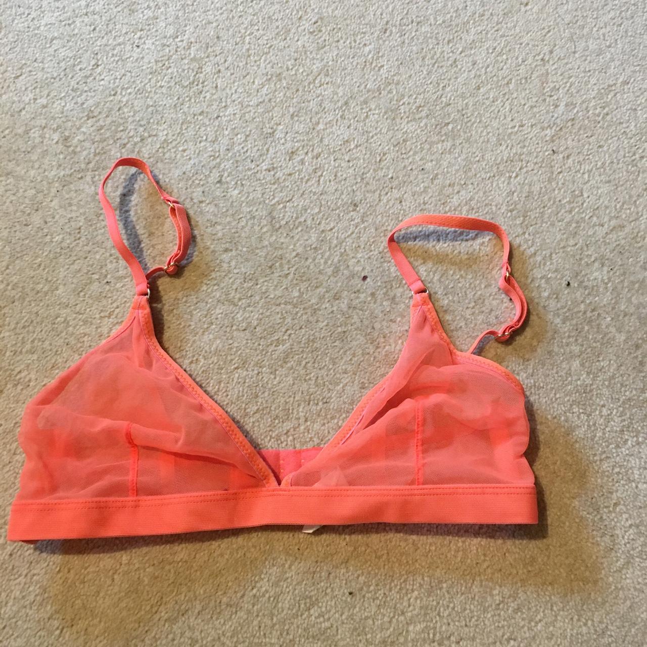 Neon orange mesh bra size 6 From urban outfitters... - Depop