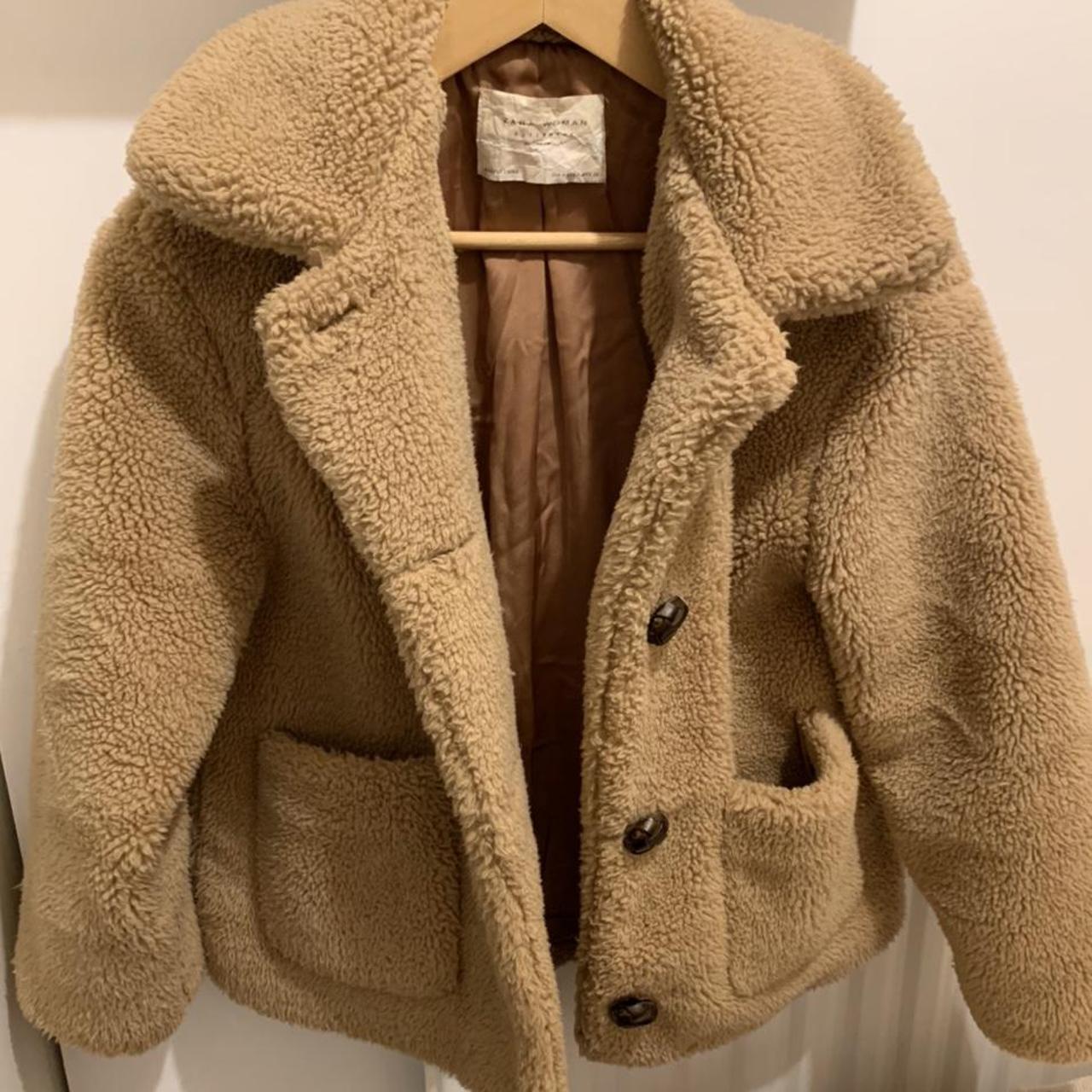 Zara teddy Borg coat | size small would fit size... - Depop