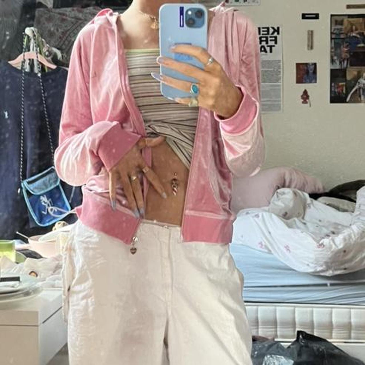 bebe london pink velour zip up size s, bnwt #bebe - Depop