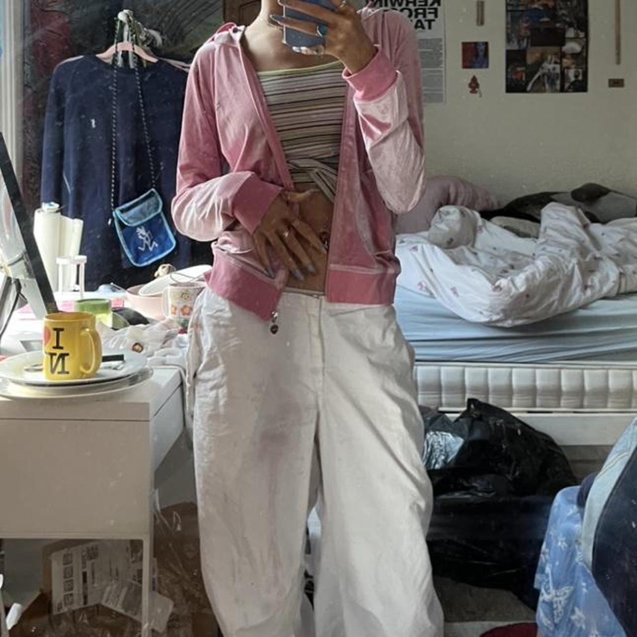 bebe london pink velour zip up size s, bnwt #bebe - Depop