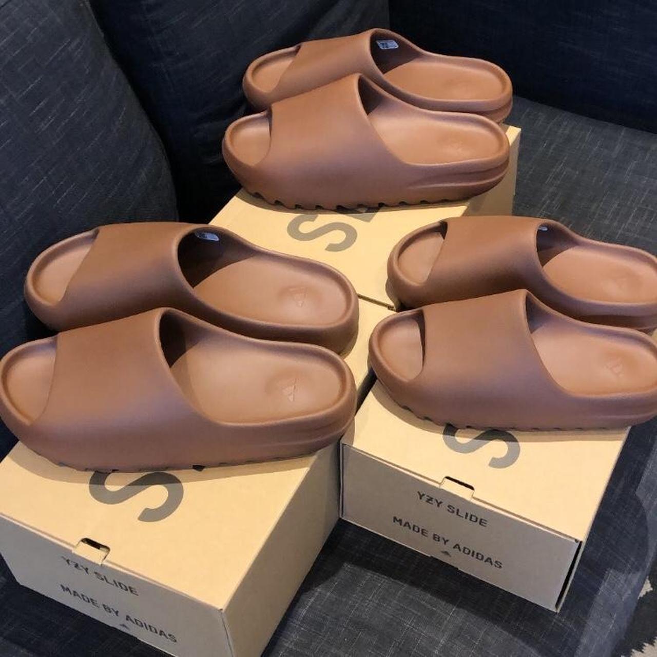 ADIDAS YEEZY SLIDE FLAX BROWN IN MULTIPLE SIZES -... - Depop