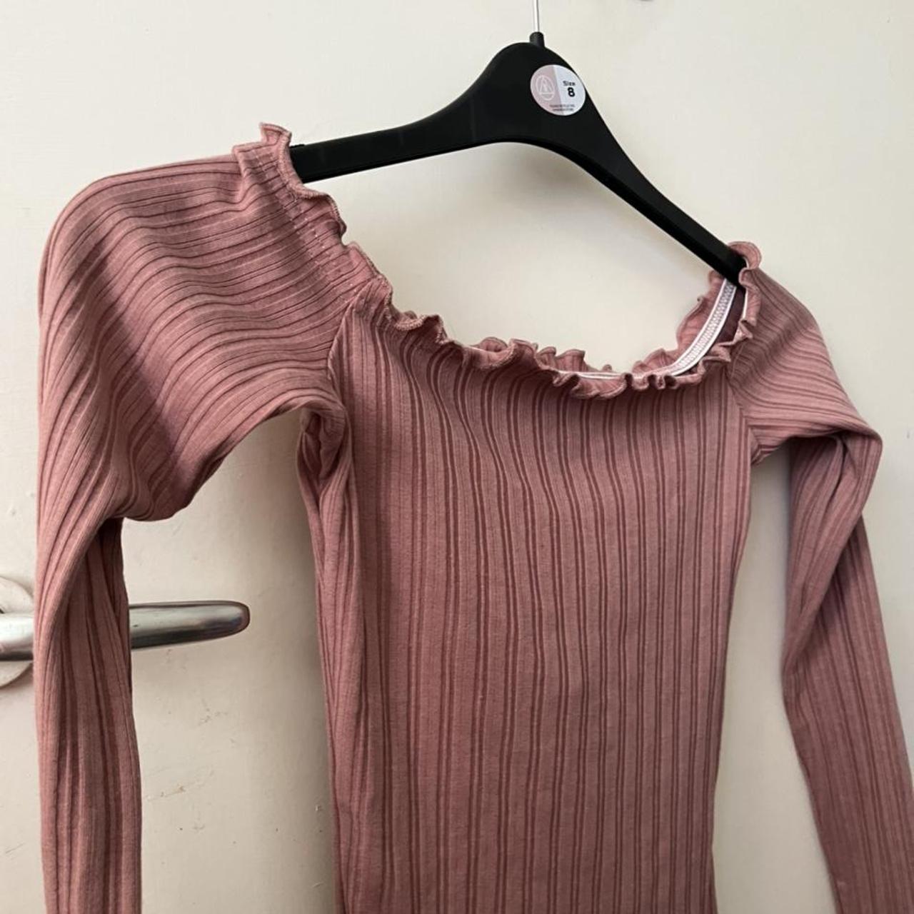 primark pink off the shoulder long sleeved top size... - Depop