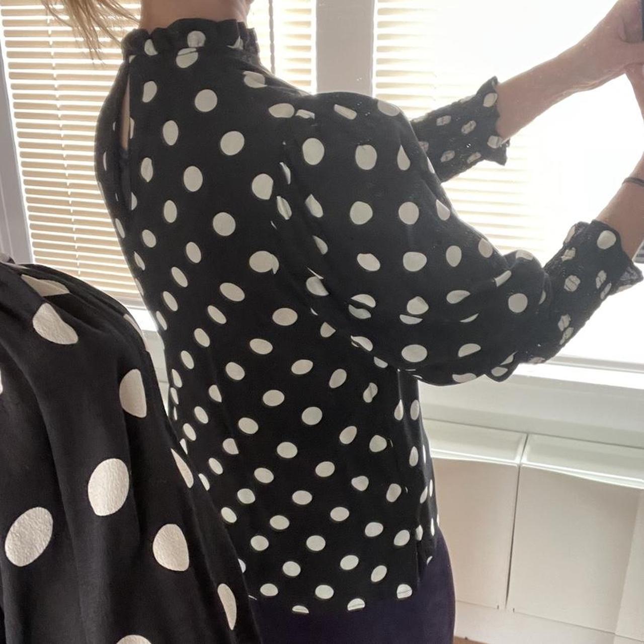 High neck Victorian style blouse with puff shoulders... - Depop