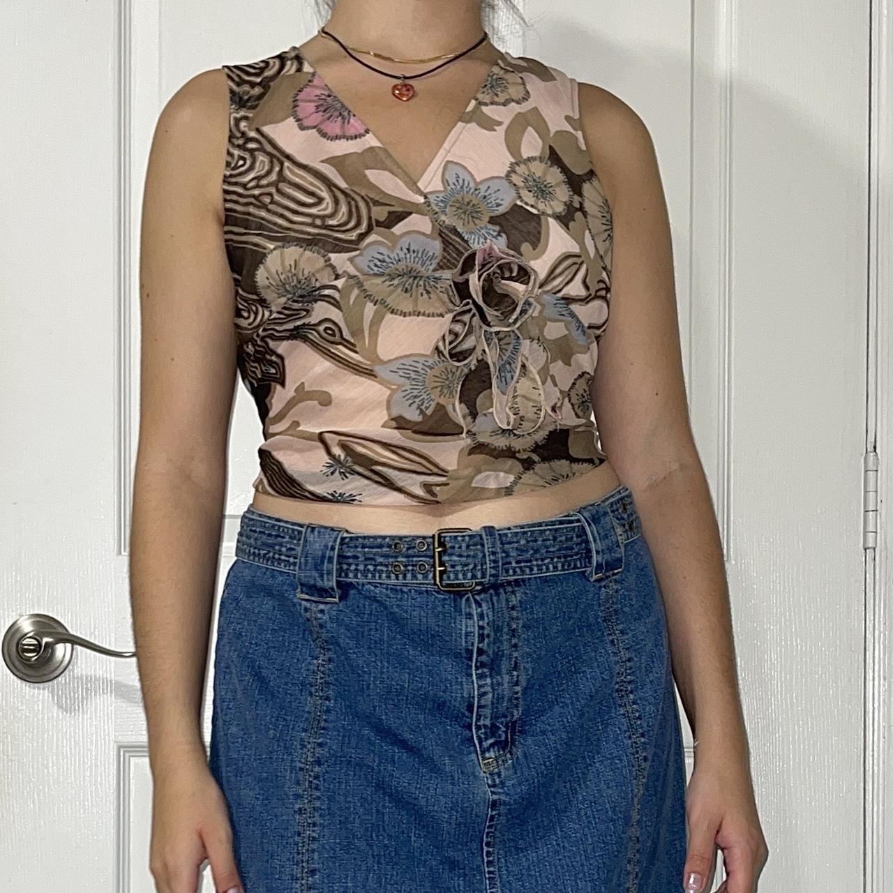 Sheer floral top 💐 Deets: non stretchy, sheer but... - Depop