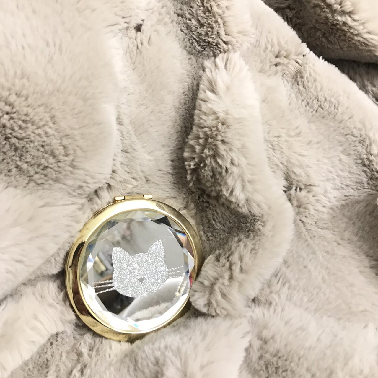 Kitty Cat Gold Glitter Mirror Brand New! With... - Depop