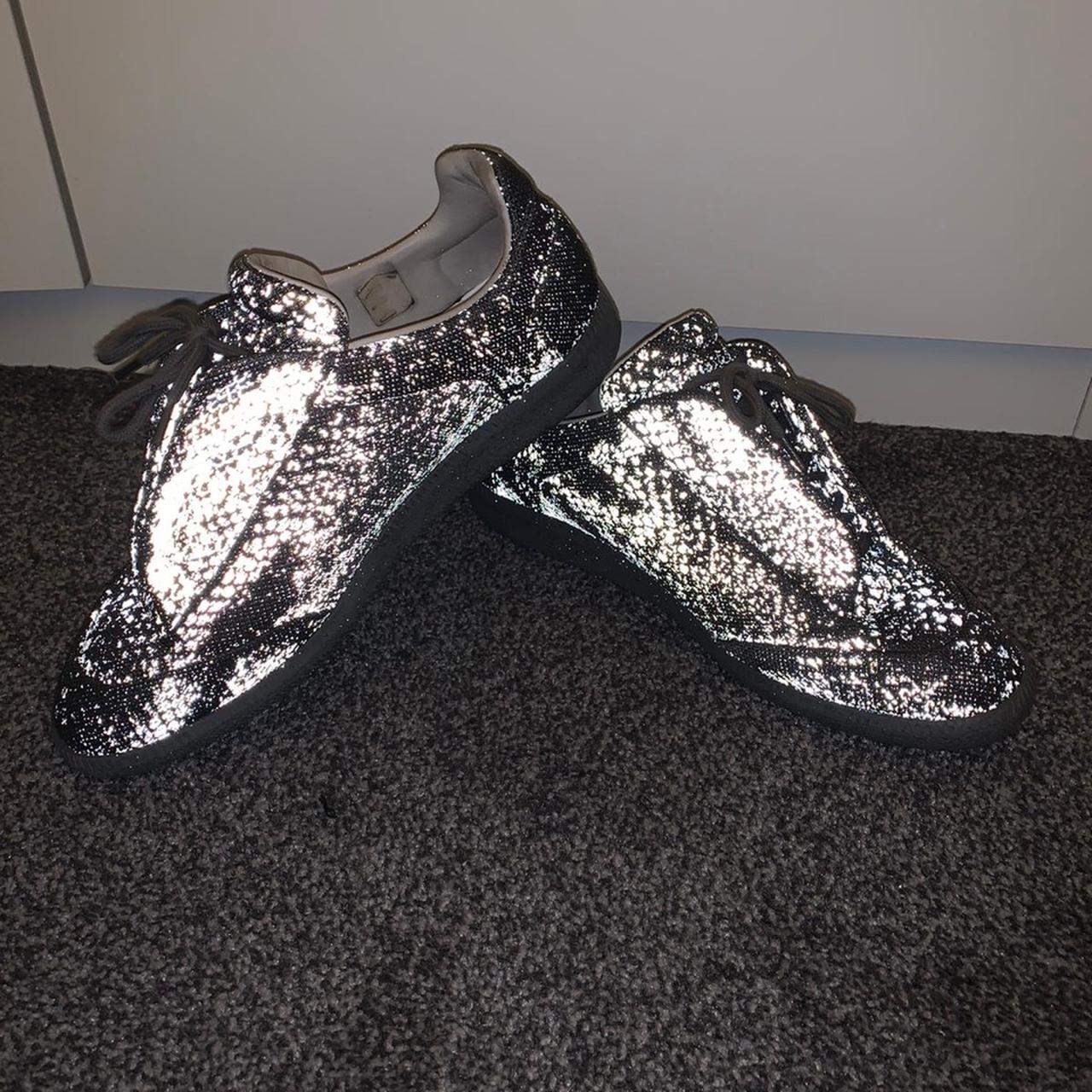 Maison Margiela reflective trainers size 9. Hardly... - Depop