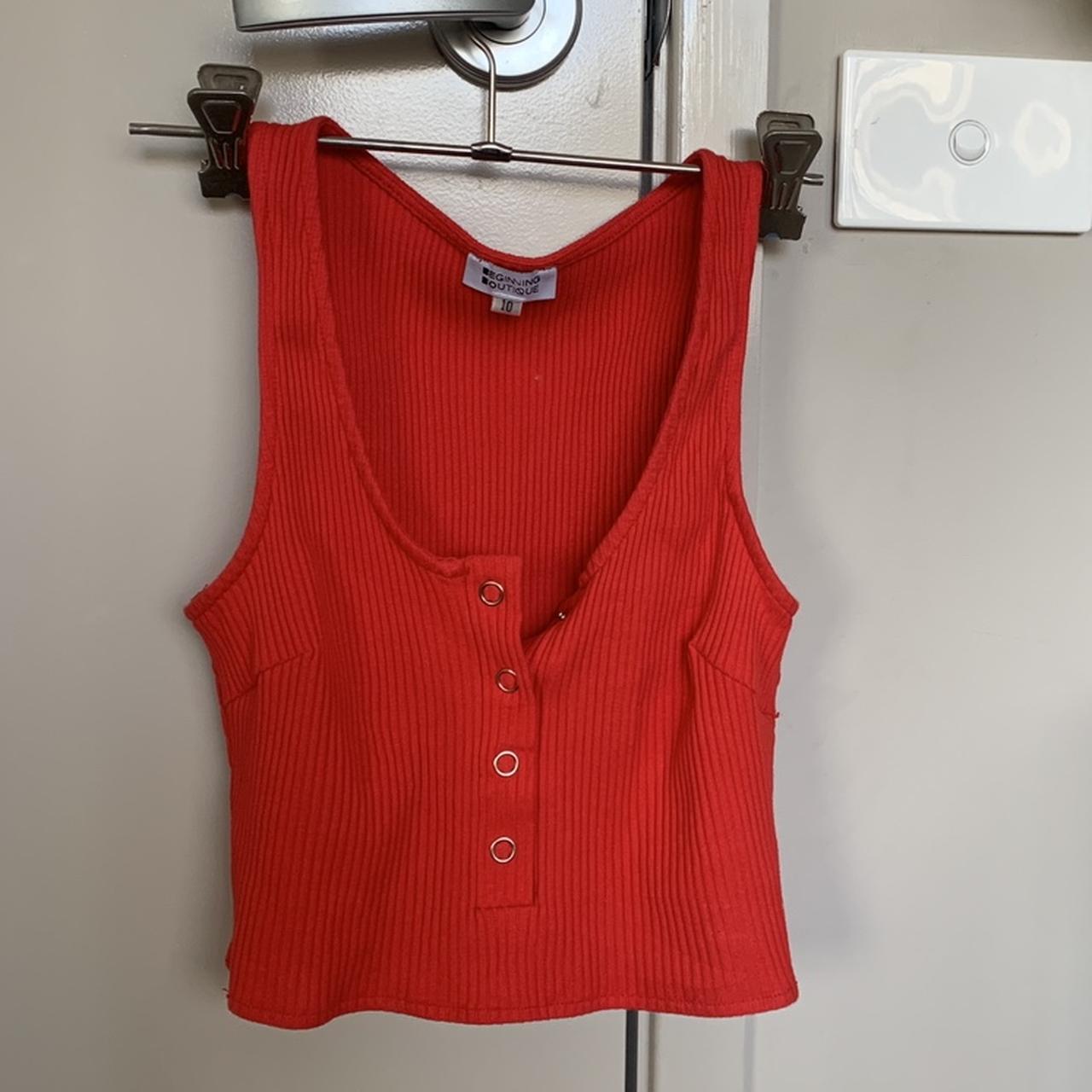 Beginning boutique red crop Ribbed Size 10 but... - Depop