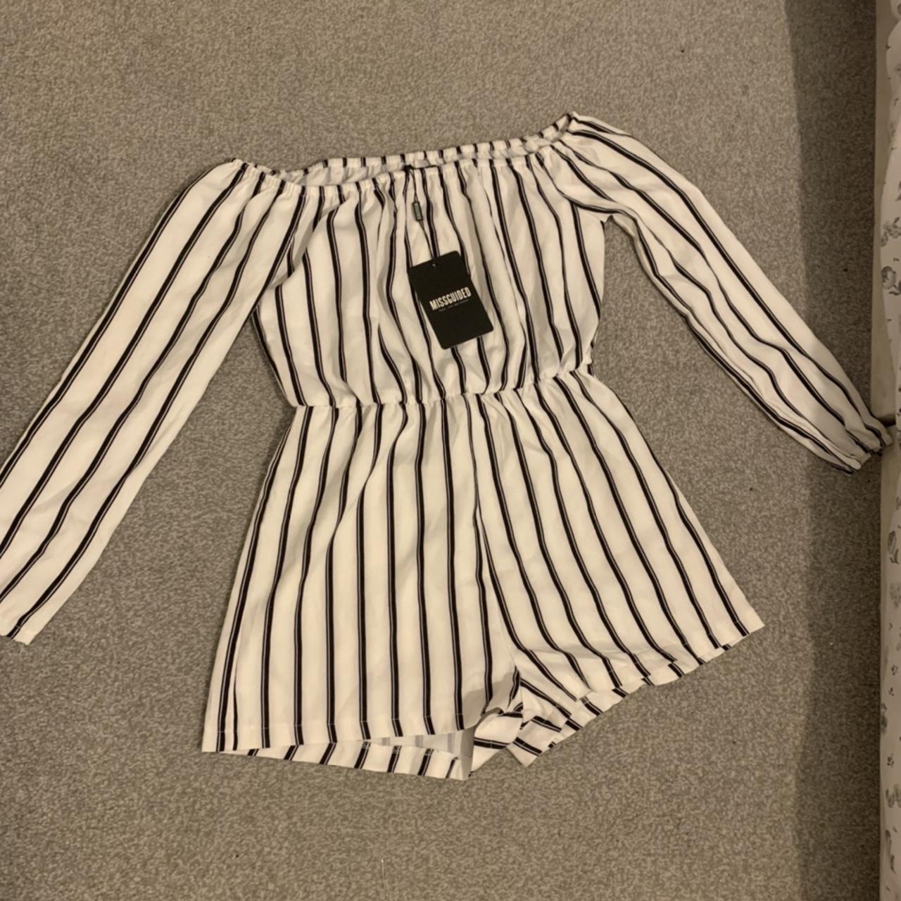 Missguided striped off the shoulder... - Depop