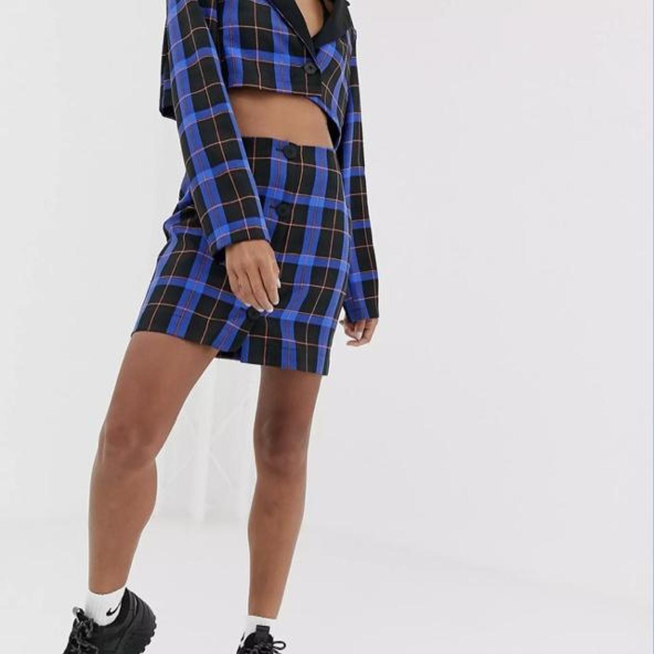 ASOS CHECKERED BLUE AND BLACK BUTTON UP... - Depop