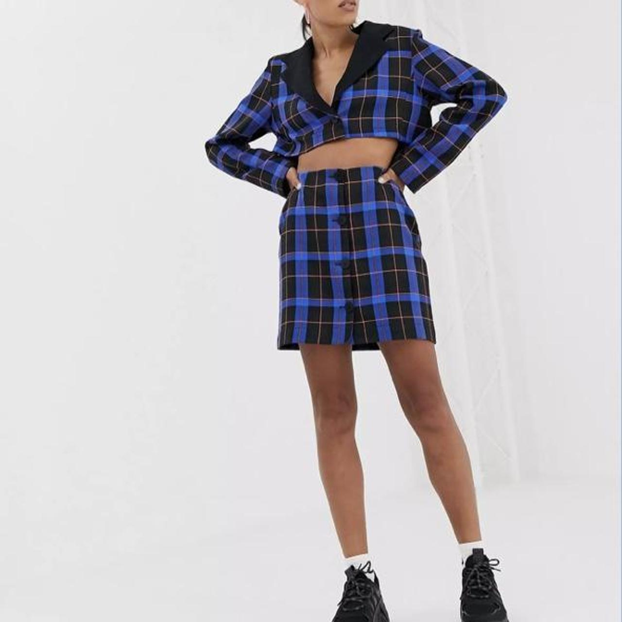 ASOS CHECKERED BLUE AND BLACK BUTTON UP... - Depop