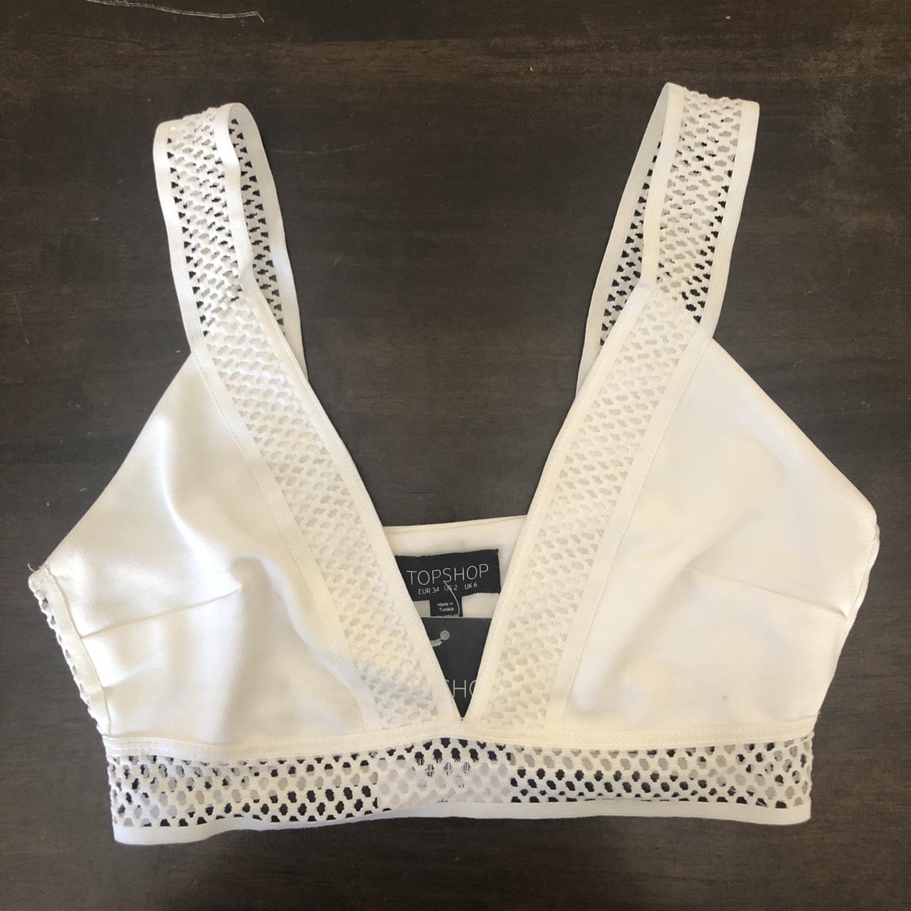 topshop white mesh trim bralette 🤍 comfy bralette... - Depop
