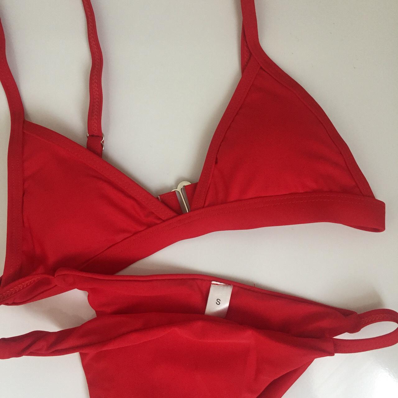 Brand new red triangle bikini set ️perfect for... - Depop