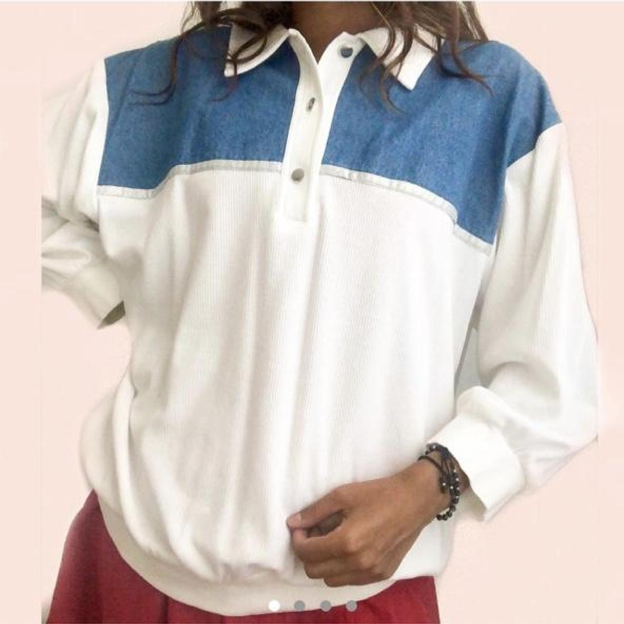 RETRO DENIM PATCHWORK SWEATER Super cozy vintage... - Depop