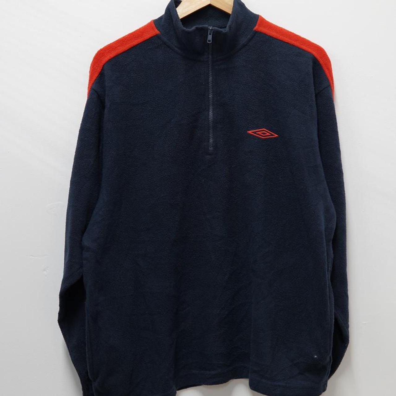 Umbro Fleece 1/4 Zip Size Large Navy & Red This item... - Depop