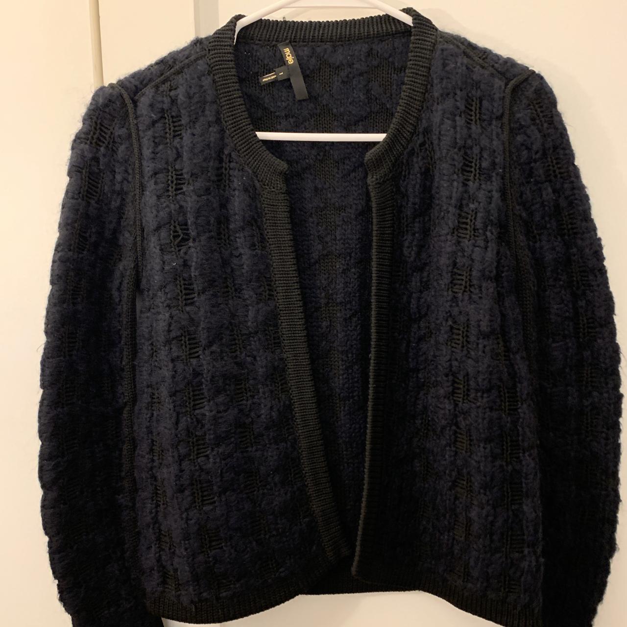Navy and black maje knit jacket. Similar to a Chanel... - Depop