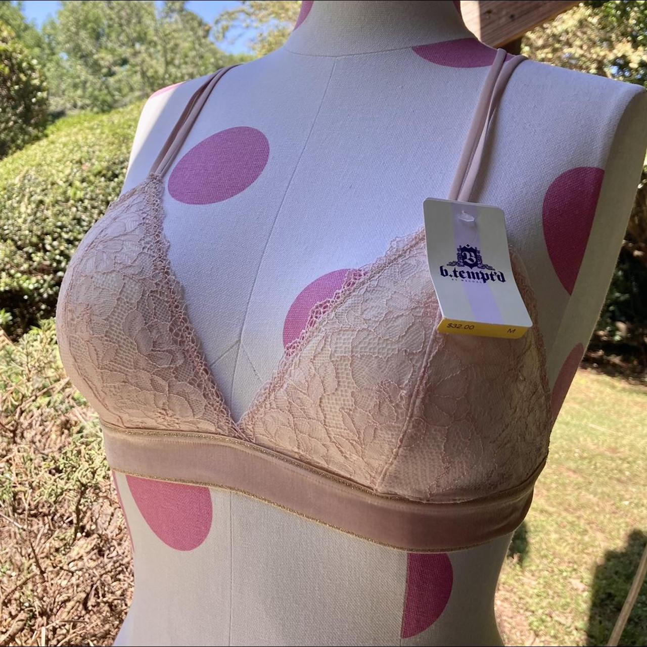 B.Tempt'd Women's Pink and Gold Bra | Depop