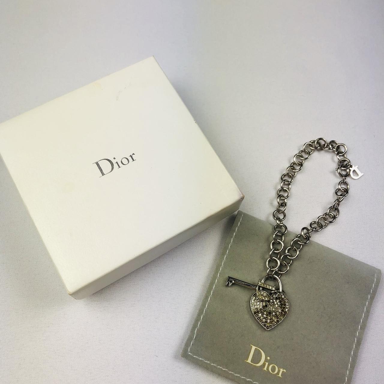 Dior chain link encrusted heart bracelet FREE... - Depop