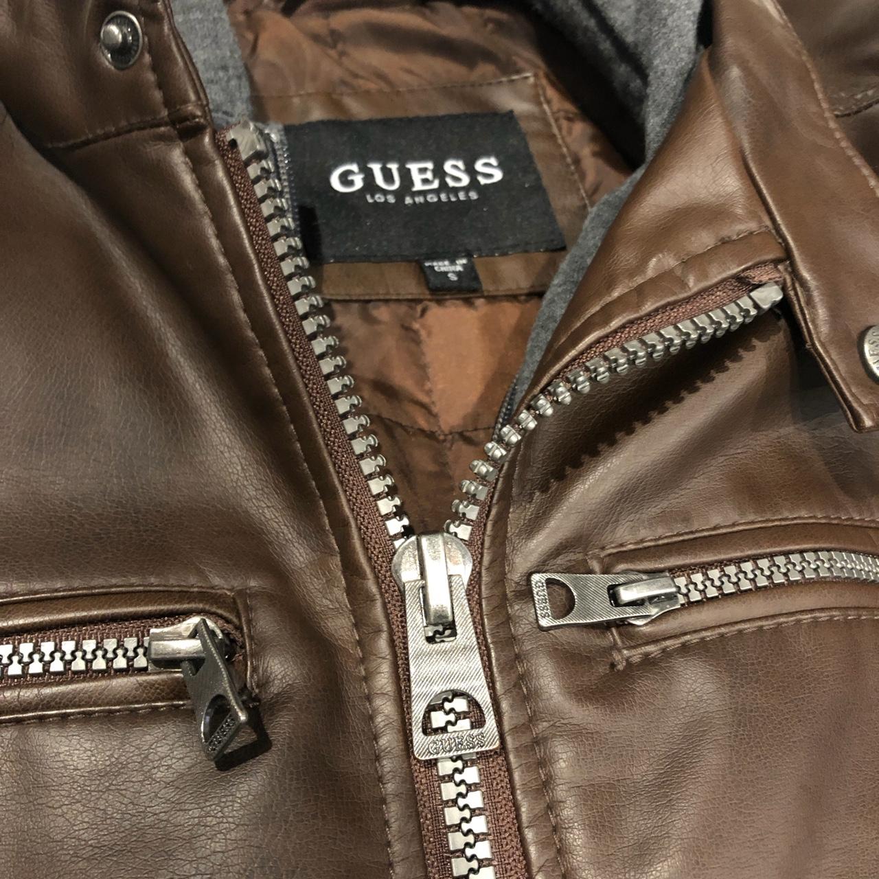 Fire 🔥 brown GUESS premium leather jacket // fits... - Depop