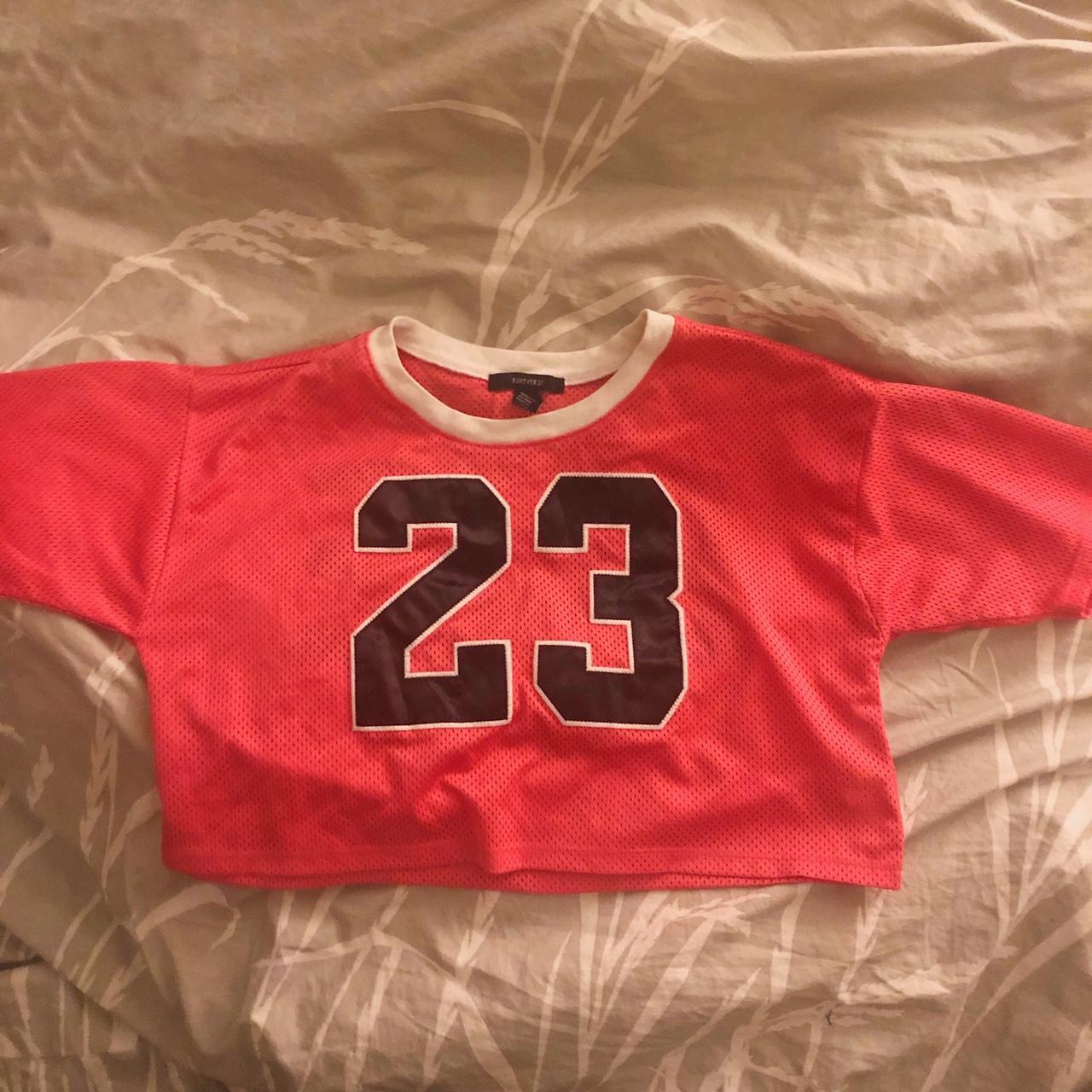 🏀 #23 BABE BRIGHT PINK/PEACH CROPTOP JERSEY... - Depop
