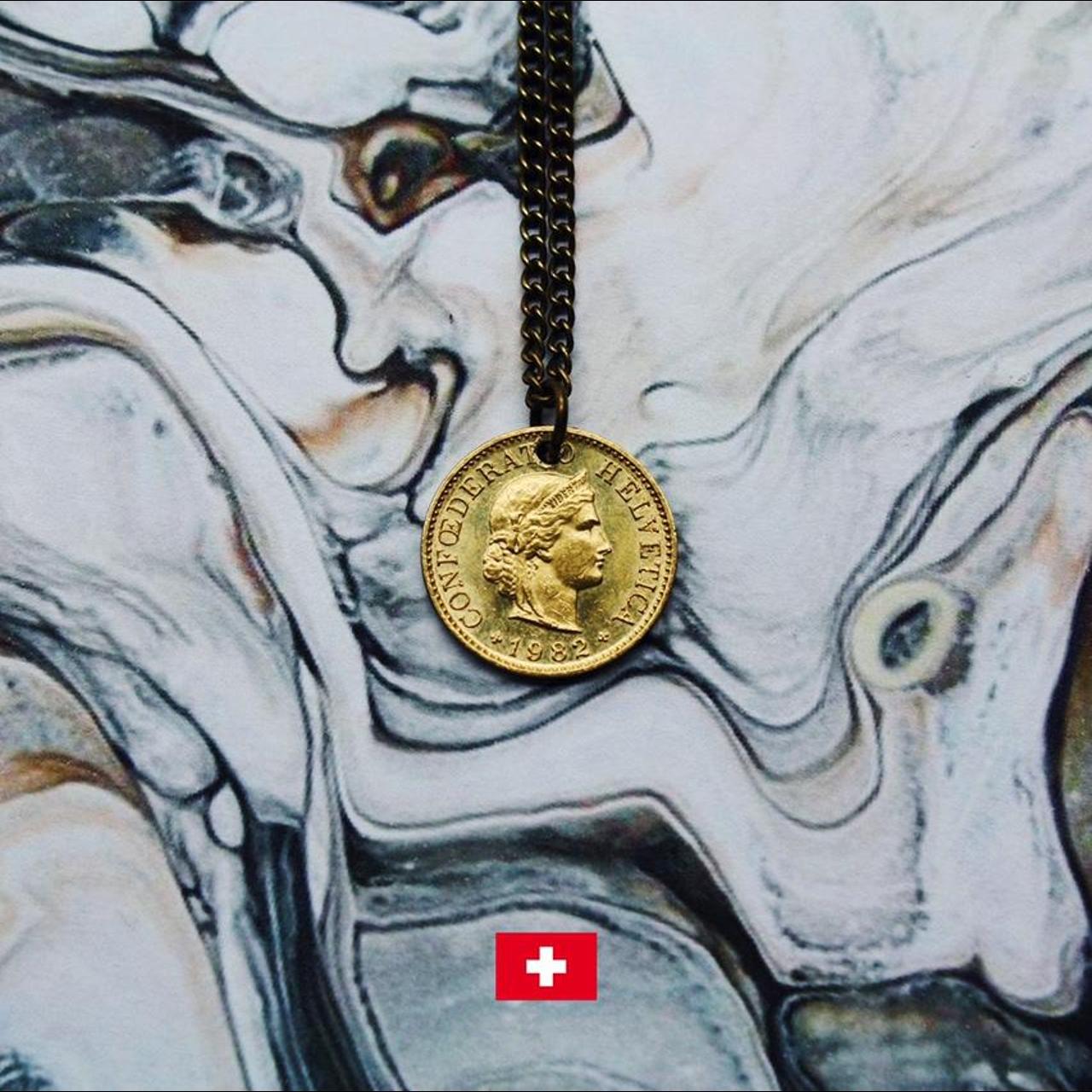 5 Rappen Swiss Coin Necklace (1981-2021) 🇨🇭 Gold... - Depop