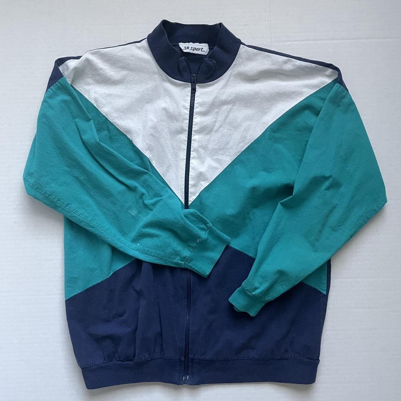 American Vintage Men's Blue and White Jacket | Depop