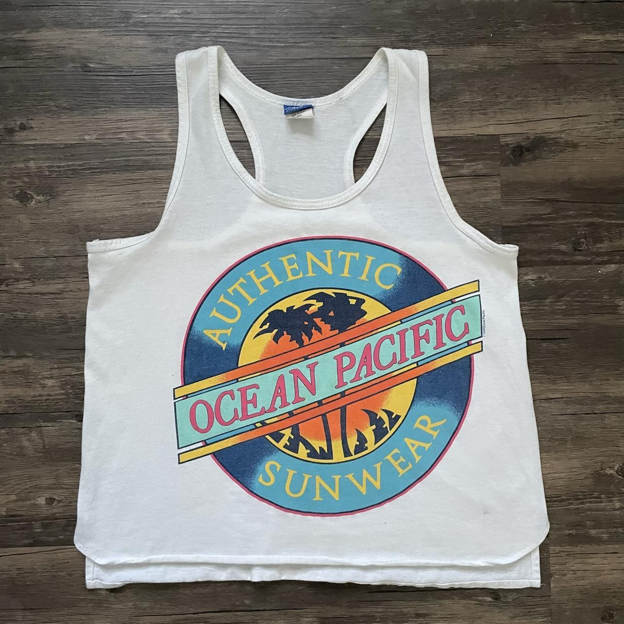 Ocean Pacific Men's White and Blue Vests-tanks-camis | Depop
