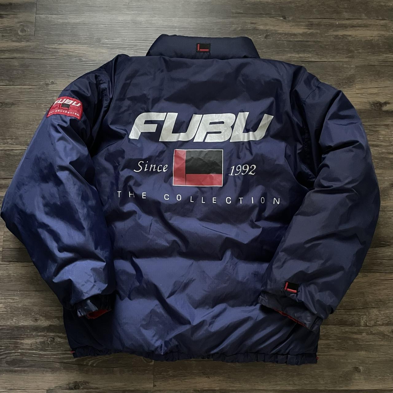 Vintage FUBU Red Reversible Winter Down Puffer... - Depop