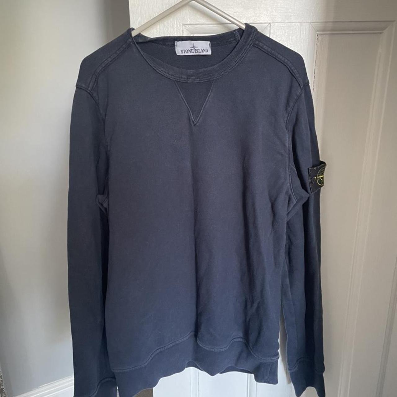 AUTHENTIC navy stone island jumper size small... - Depop