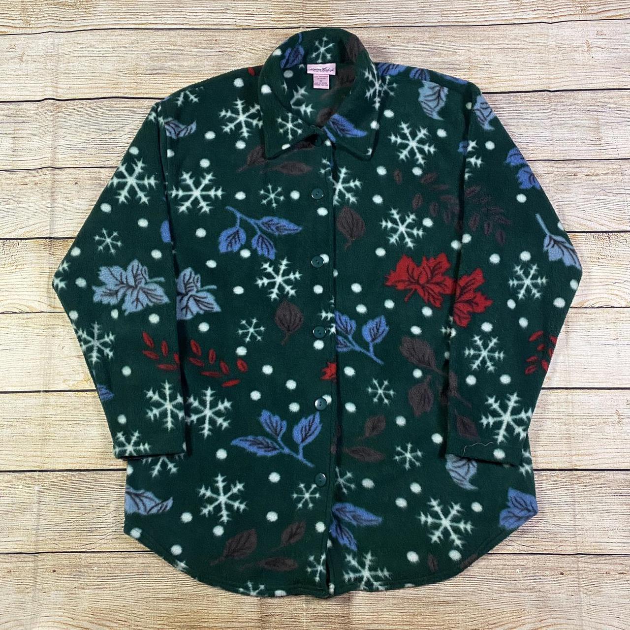 Vintage Late 2000’s Fleece Winter themed jacket... - Depop
