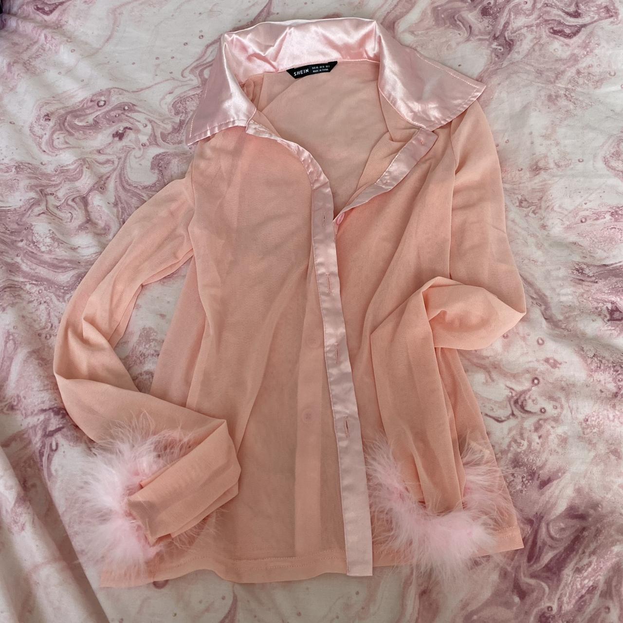 SHEIN PINK MESH TOP SHEIN top Size xs £6 & £3.95... - Depop