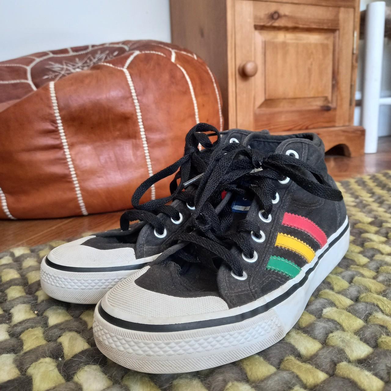 Adidas nizza rasta coloured stripes trainers Good... - Depop