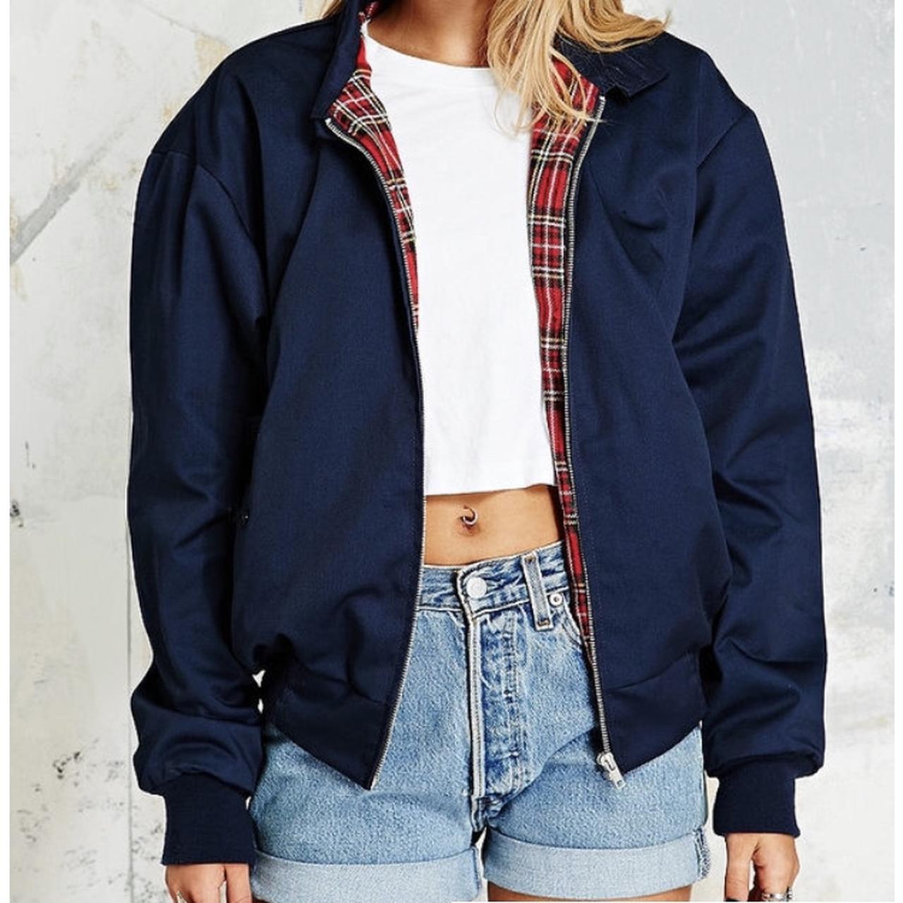 Urban outfitters Navy blue Harrington Jacket with... - Depop
