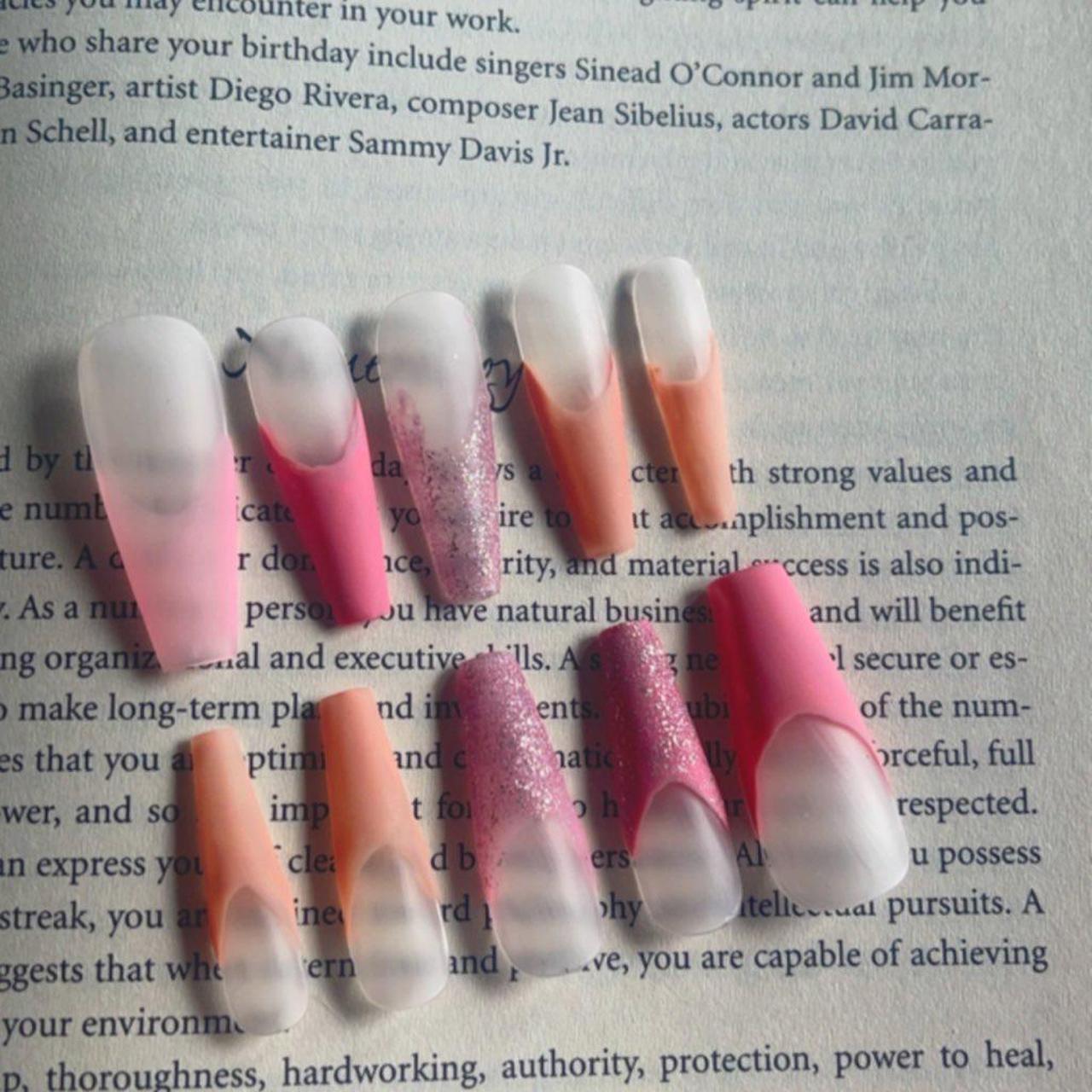 Pink multi color French tips 💅🏾💕 1 of 1 Size large... - Depop