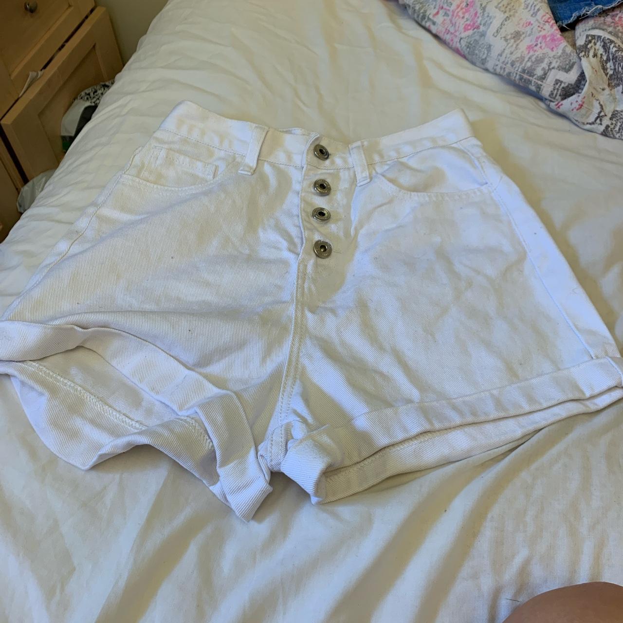 Missguided white denim high waisted denim shorts. ... - Depop