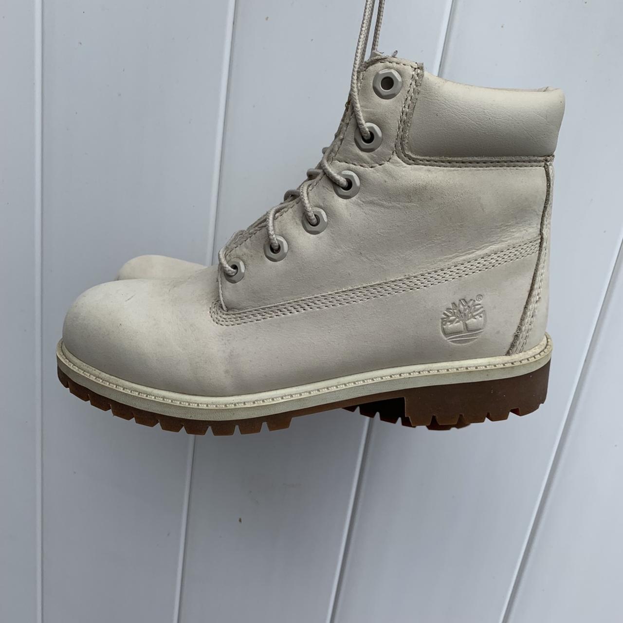 OMG the most gorgeous cream off white timberland... - Depop