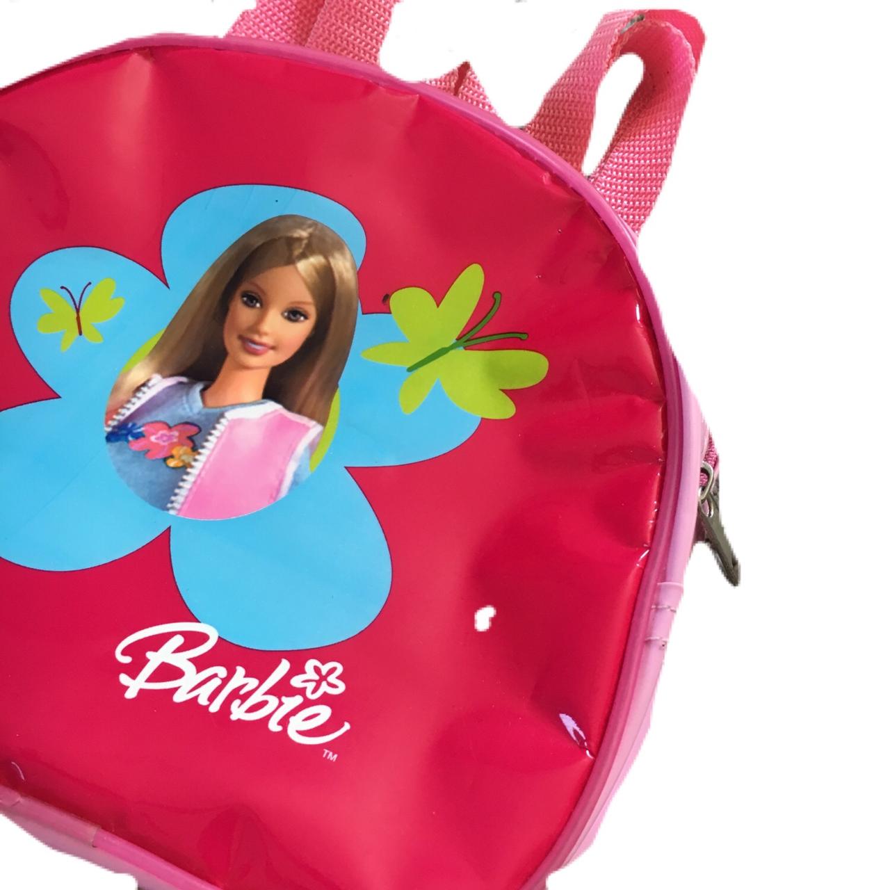 Small Hot Pink Barbie Kids Backpack with Cute Floral... - Depop